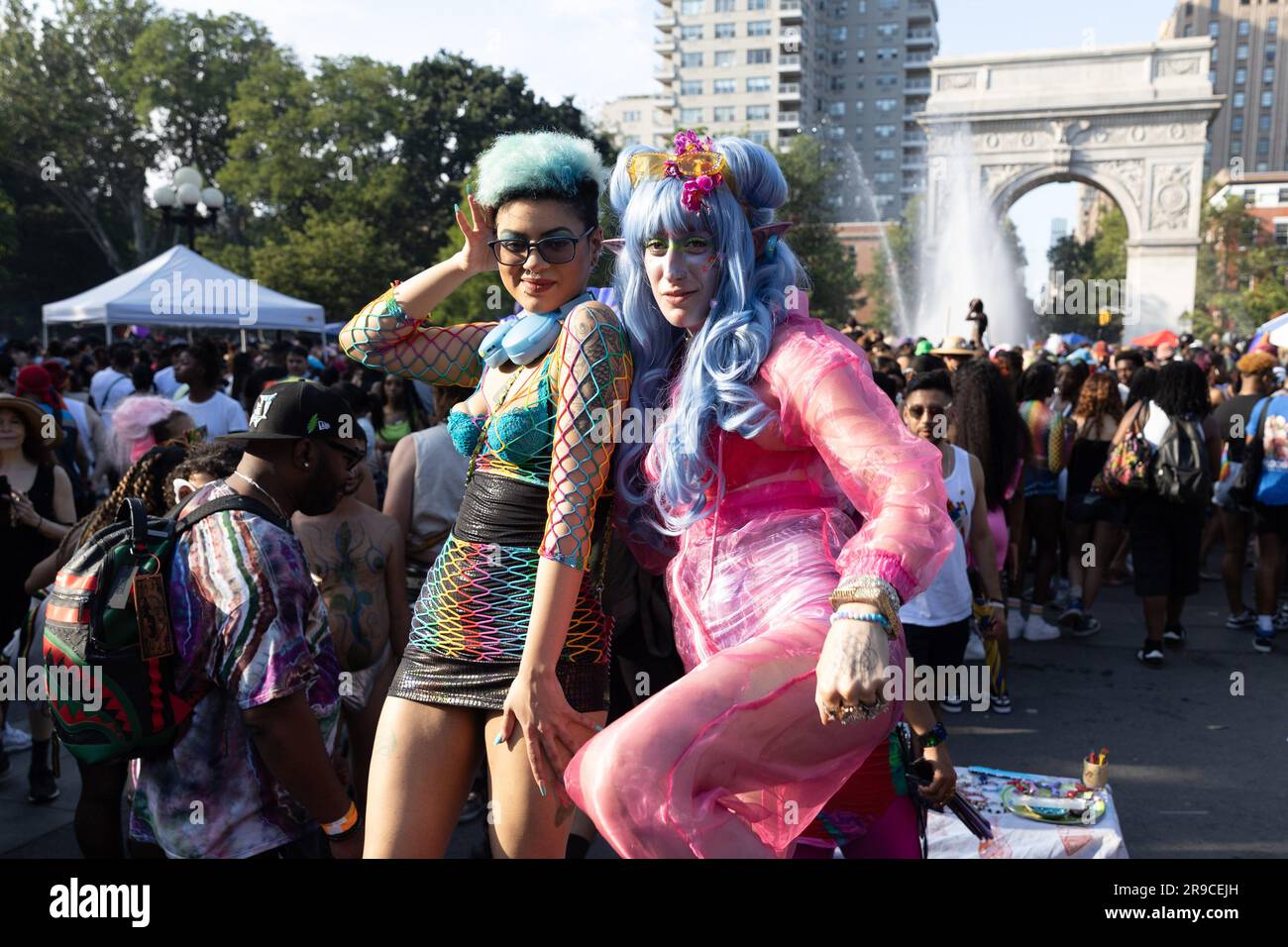 Participants at the LGBTQIA Pride March on June 25, 2023 in New York ...