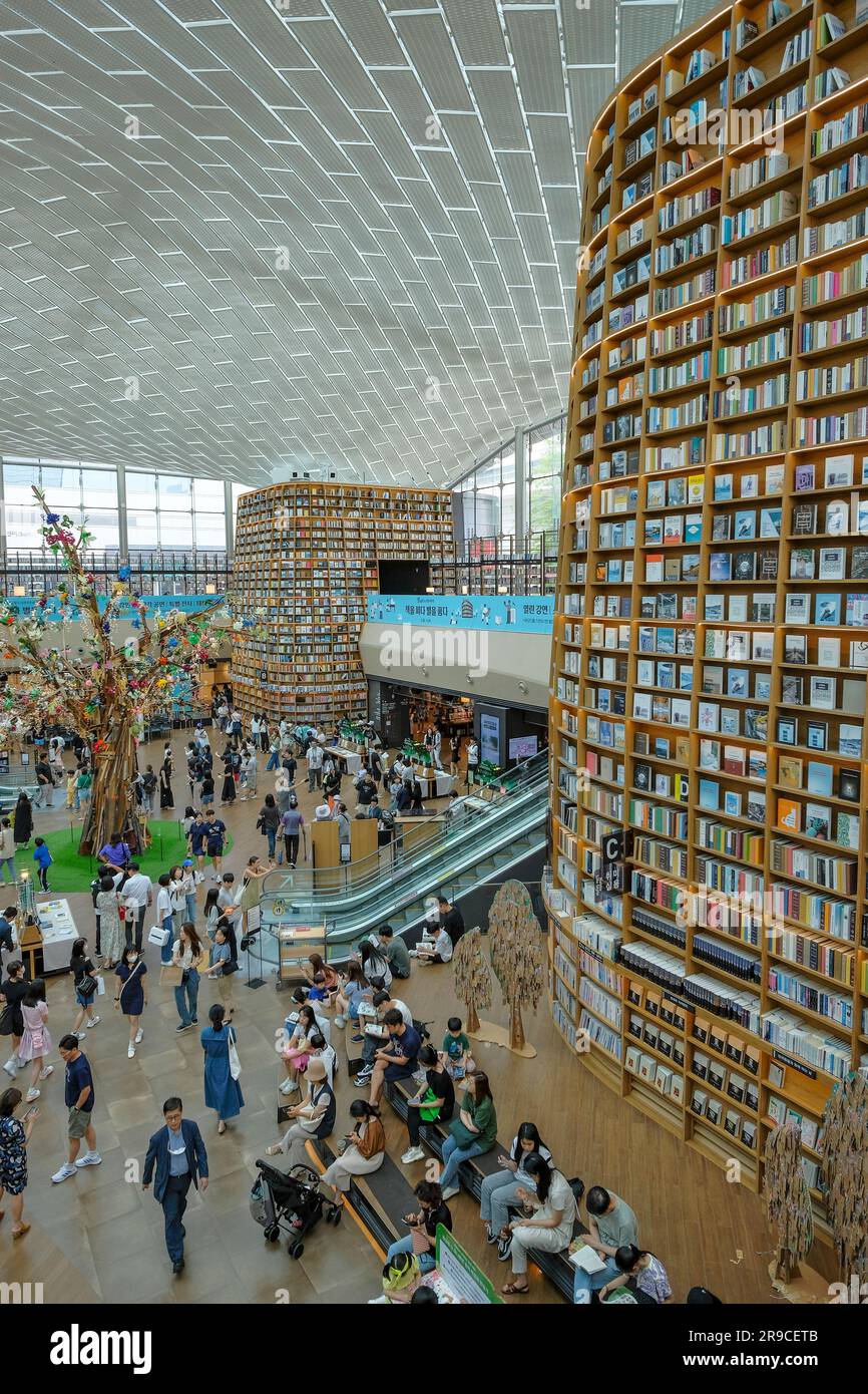 Seoul, South Korea - June 24, 2023: People in the Starfield Library at ...