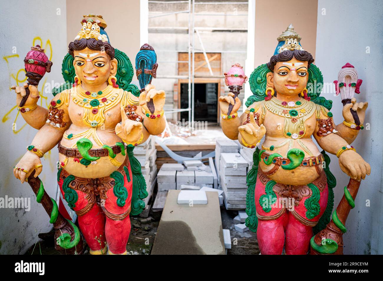 PRODUCTION - 24 June 2023, Berlin: Statues of Jaya and Vijaya, temple ...