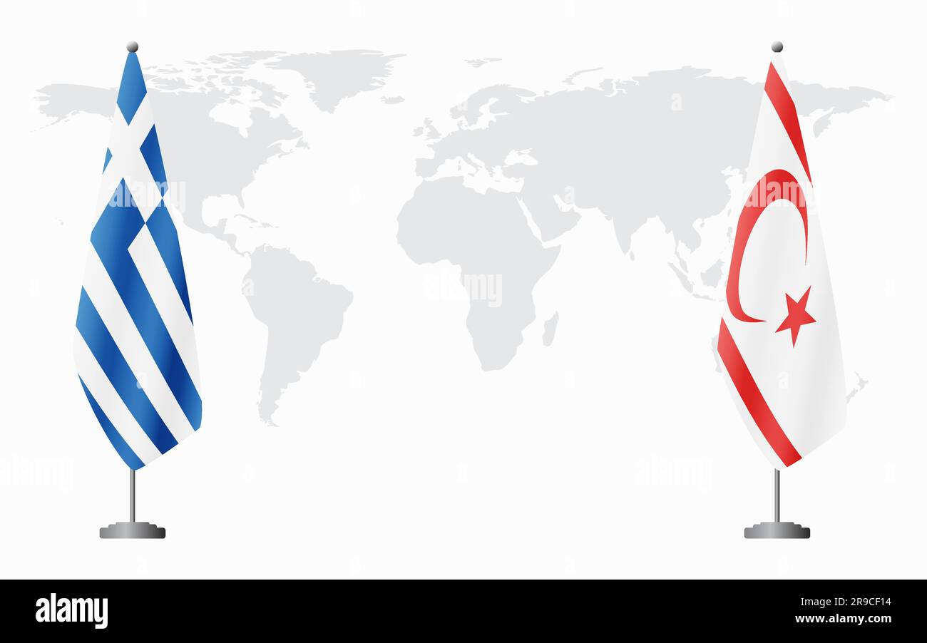 Greece and Turkish Republic of Northern Cyprus flags for official ...