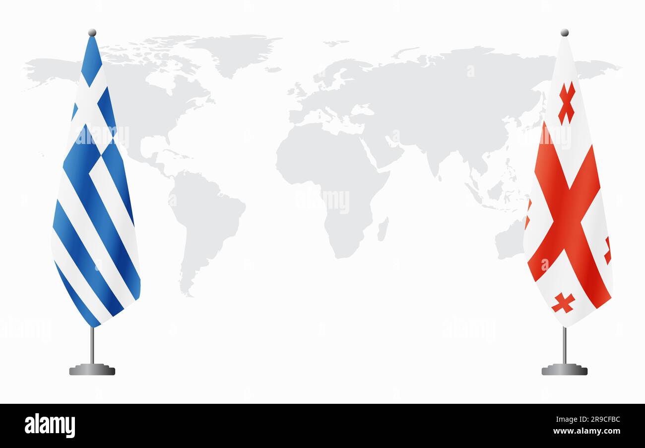 Greece and Georgia flags for official meeting against background of ...
