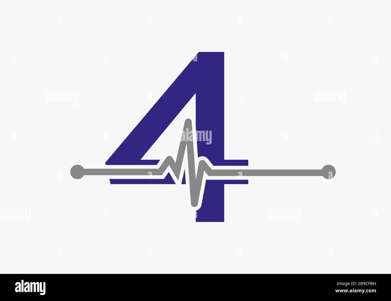 Letter 4 Heartbeat Logo For Medical or Health Symbol. Medical Logo ...