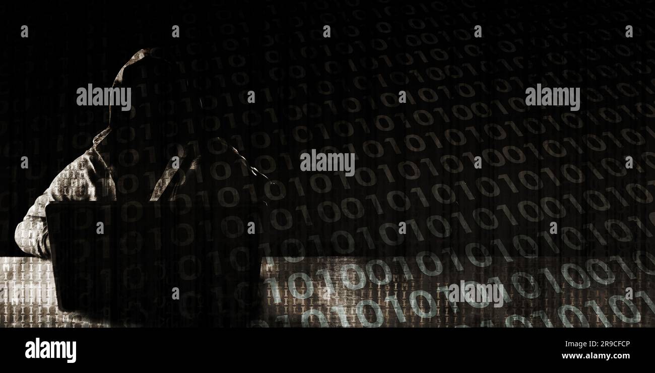 Hacker Stealing Data with Binary Data Technology Abstract Stock Photo ...