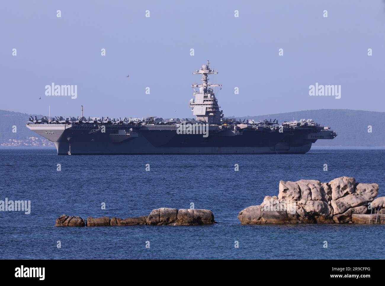 Split, Croatia. 26th June, 2023. The American aircraft carrier USS ...