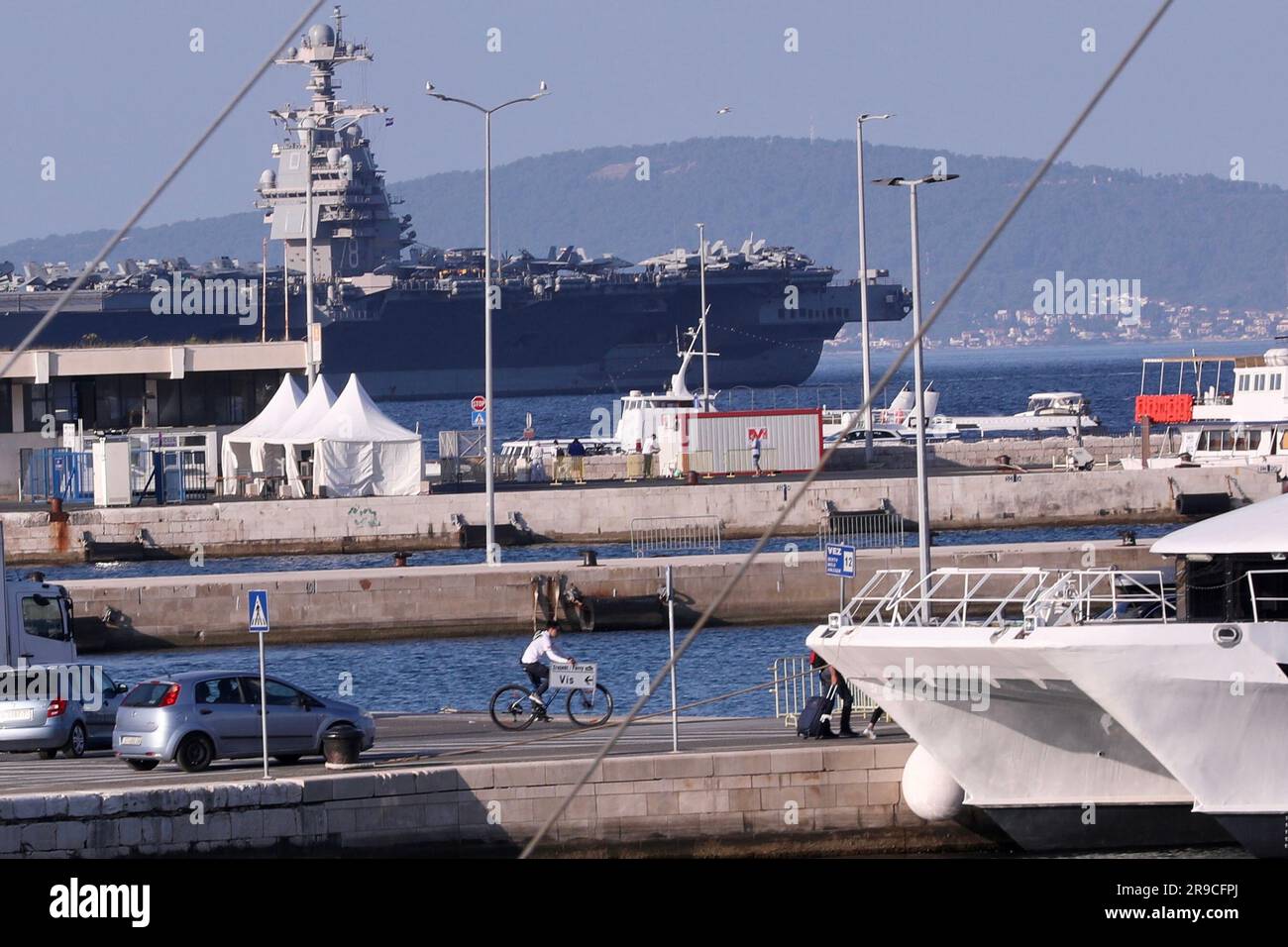 Split, Croatia. 26th June, 2023. The American aircraft carrier USS ...