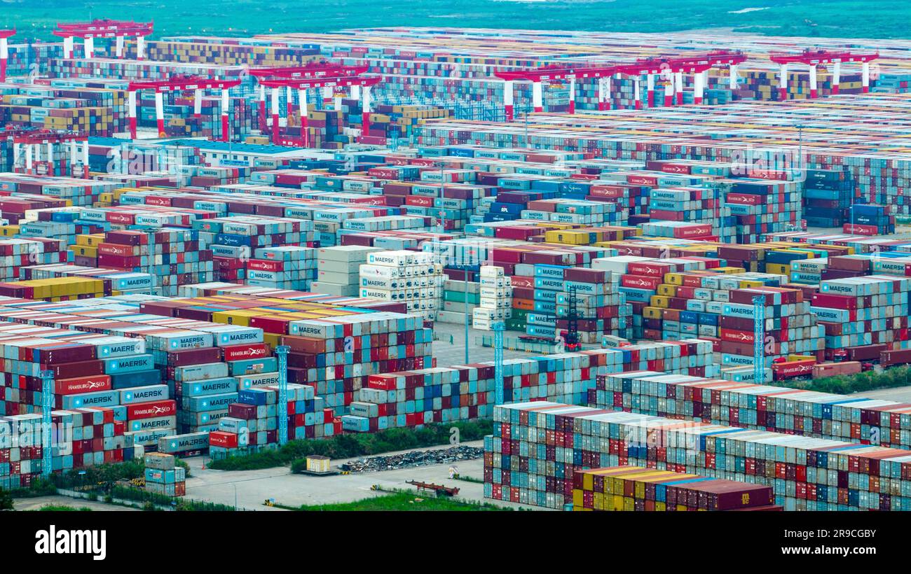 SHANGHAI, CHINA - JUNE 25, 2023 - A number of very large container ...