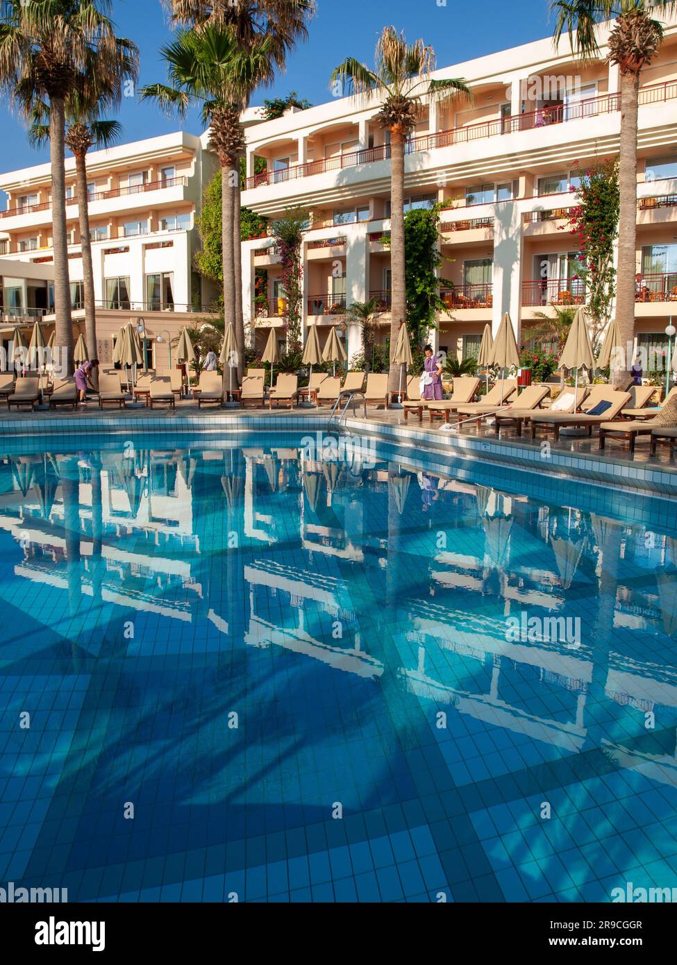 Rethymnon, Crete, Greece - Juni 15, 2022: Swimming pool at hotel in ...