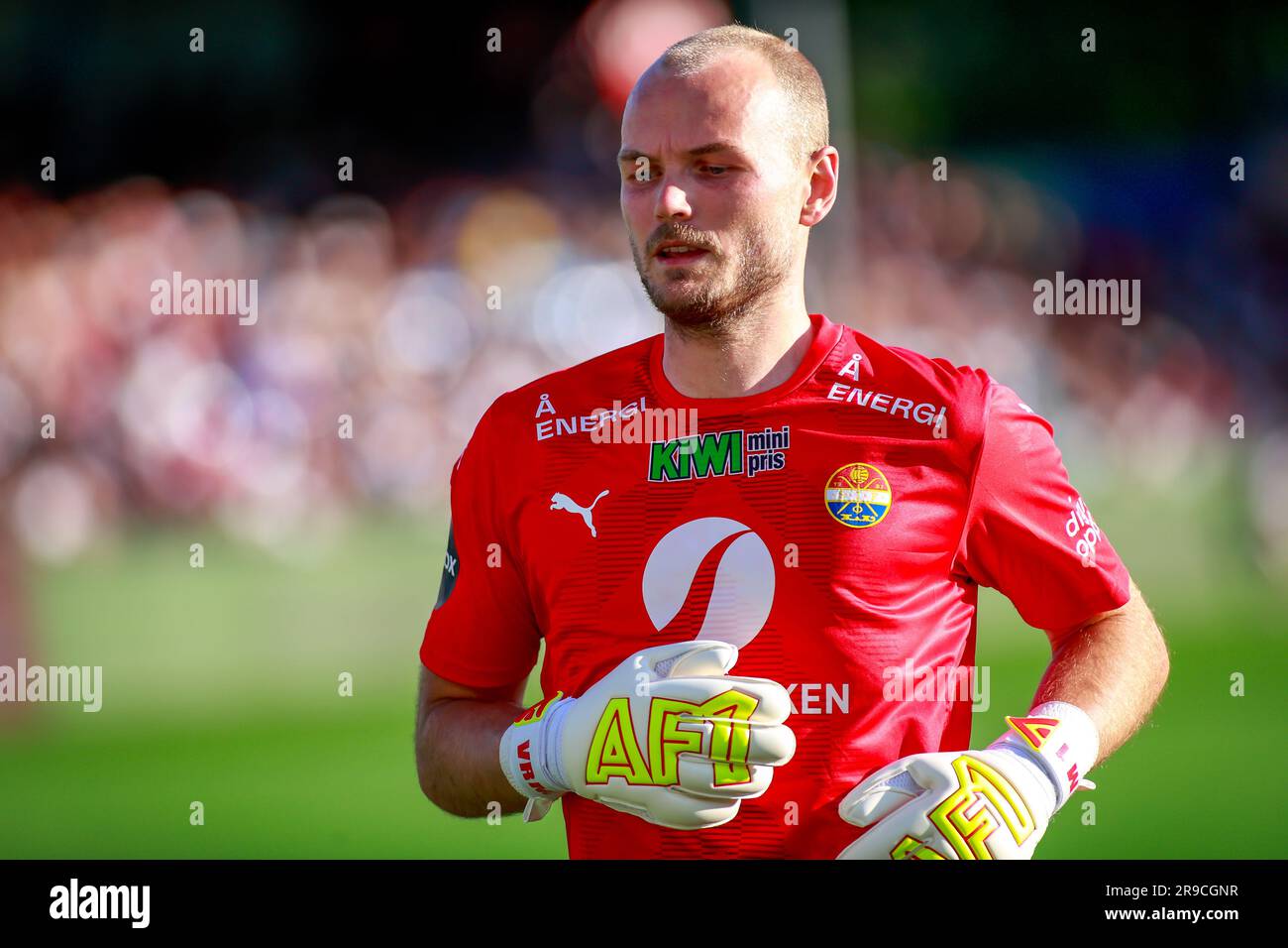 Drammen, Norway, 25th June 2023. Strømsgodset's keeper Viljar Myhra ...