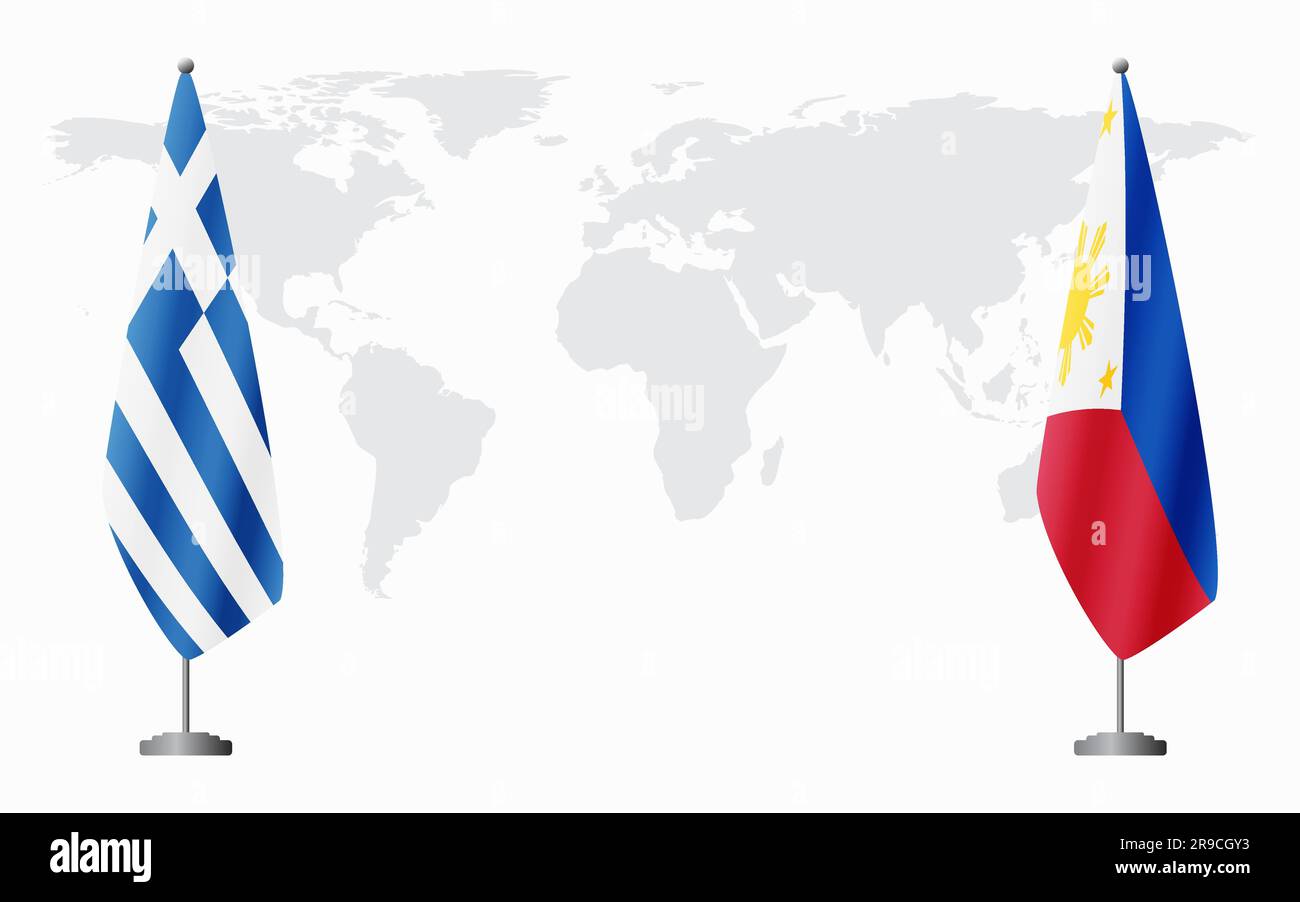 Greece and Philippines flags for official meeting against background of ...