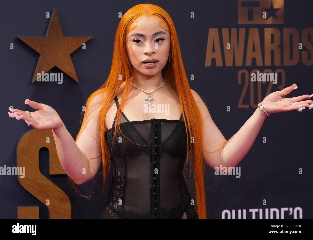 Los Angeles, USA. 25th June, 2023. Ice Spice arrives at the 2023 BET ...