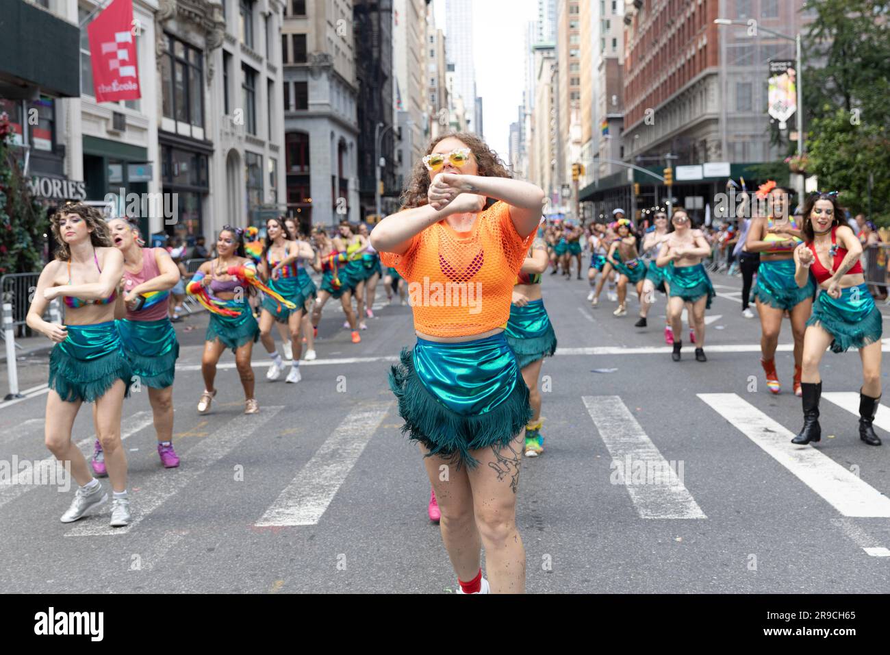 Participants at the LGBTQIA Pride March on June 25, 2023 in New York ...