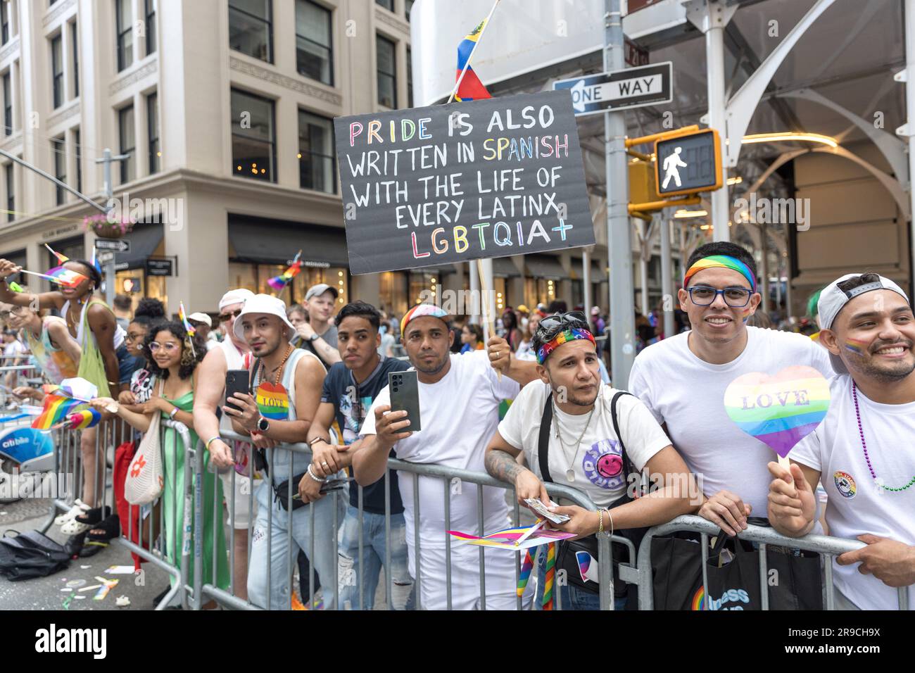 Participants at the LGBTQIA Pride March on June 25, 2023 in New York ...