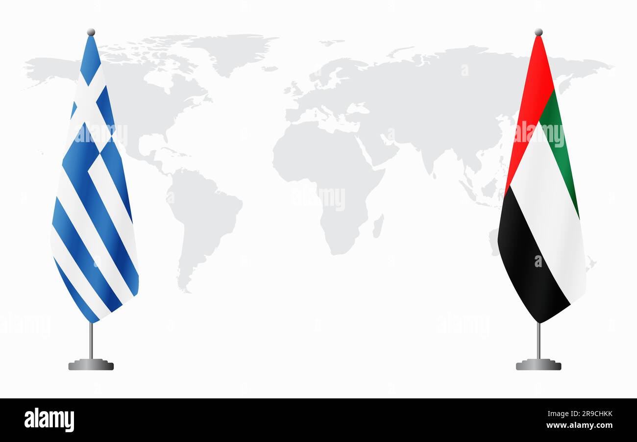 Greece and United Arab Emirates flags for official meeting against ...