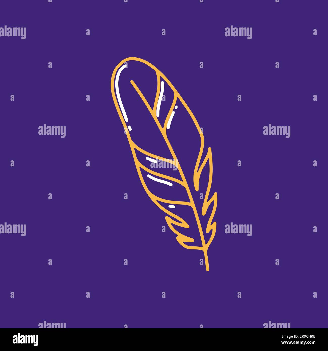 Shiny gold feather over dark background. Concept for temporary cartoon ...
