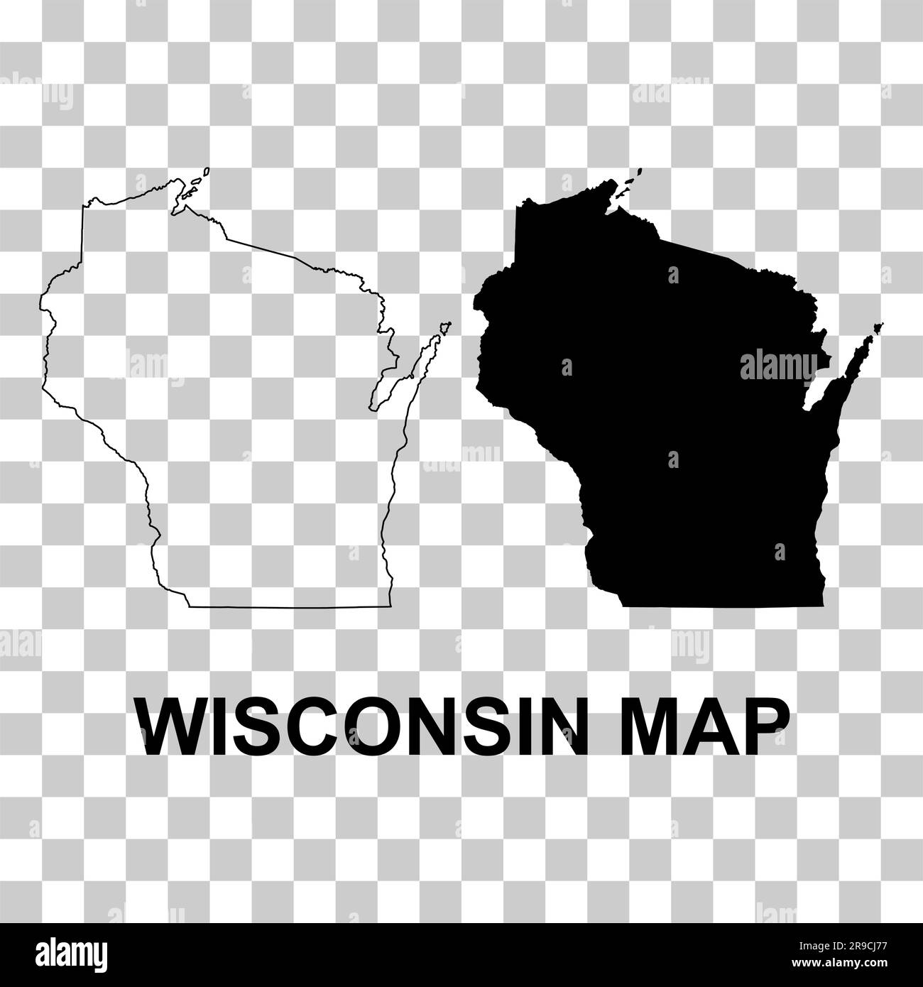 Set of Wisconsin map shape, united states of america. Flat concept icon ...