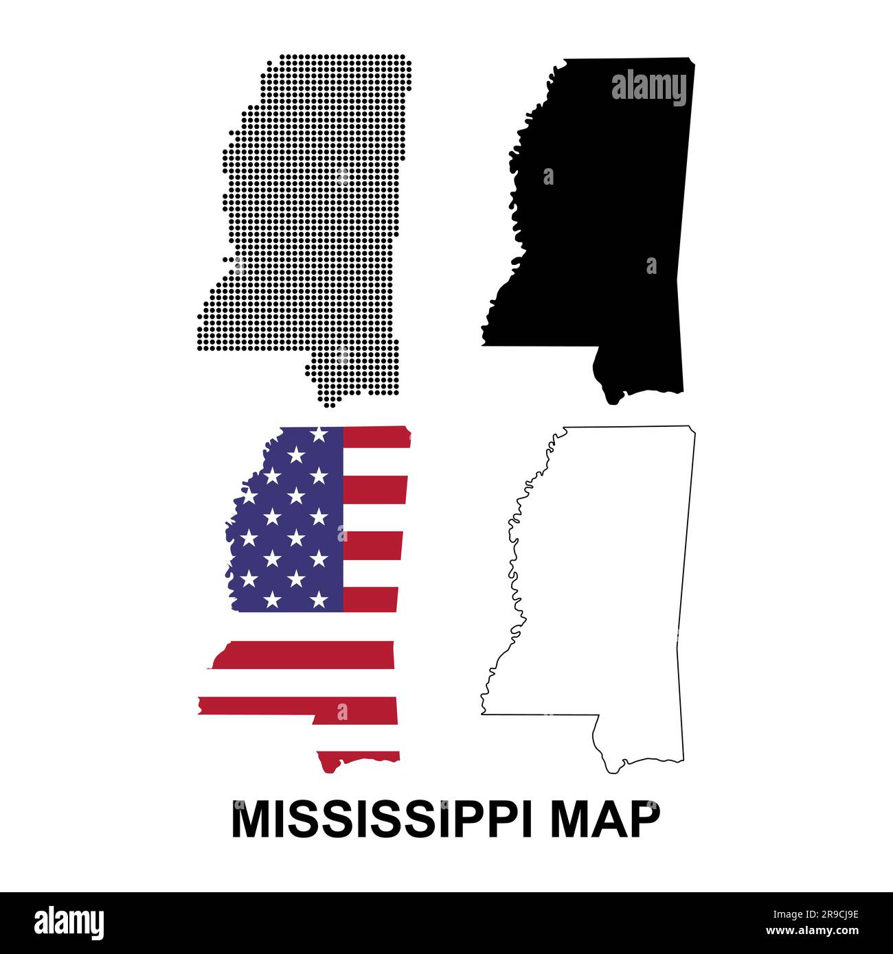 Set of Mississippi map, united states of america. Flat concept icon ...