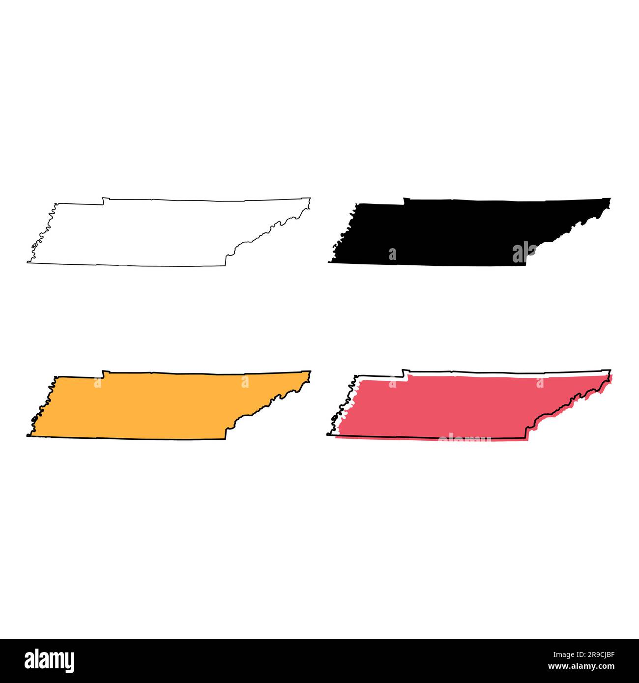 Set of Tennessee map shape, united states of america. Flat concept ...