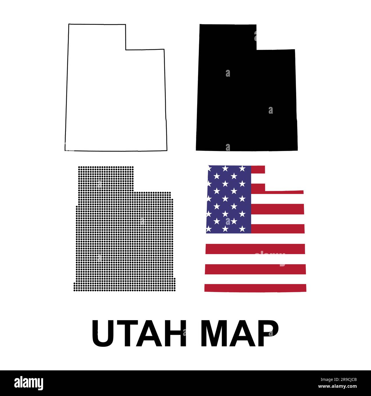 Set of Utah map shape, united states of america. Flat concept icon ...