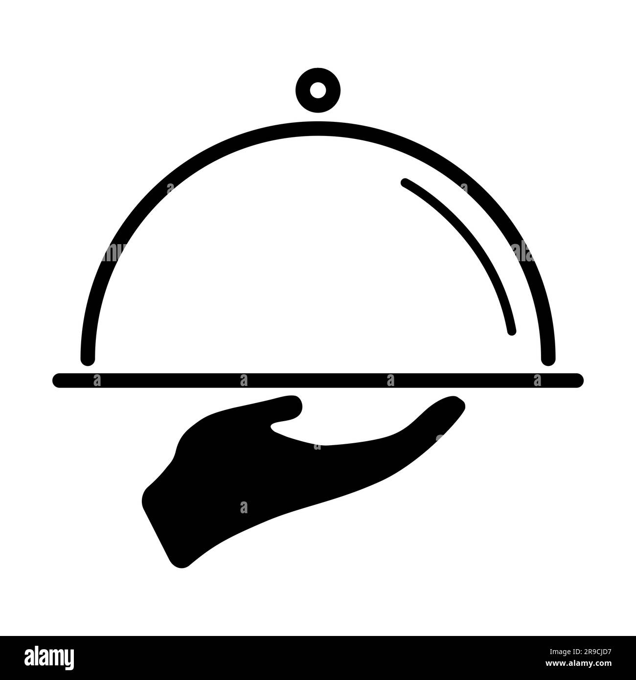 Waiter tray icon, dish menu restaurant web symbol, lunch design vector ...