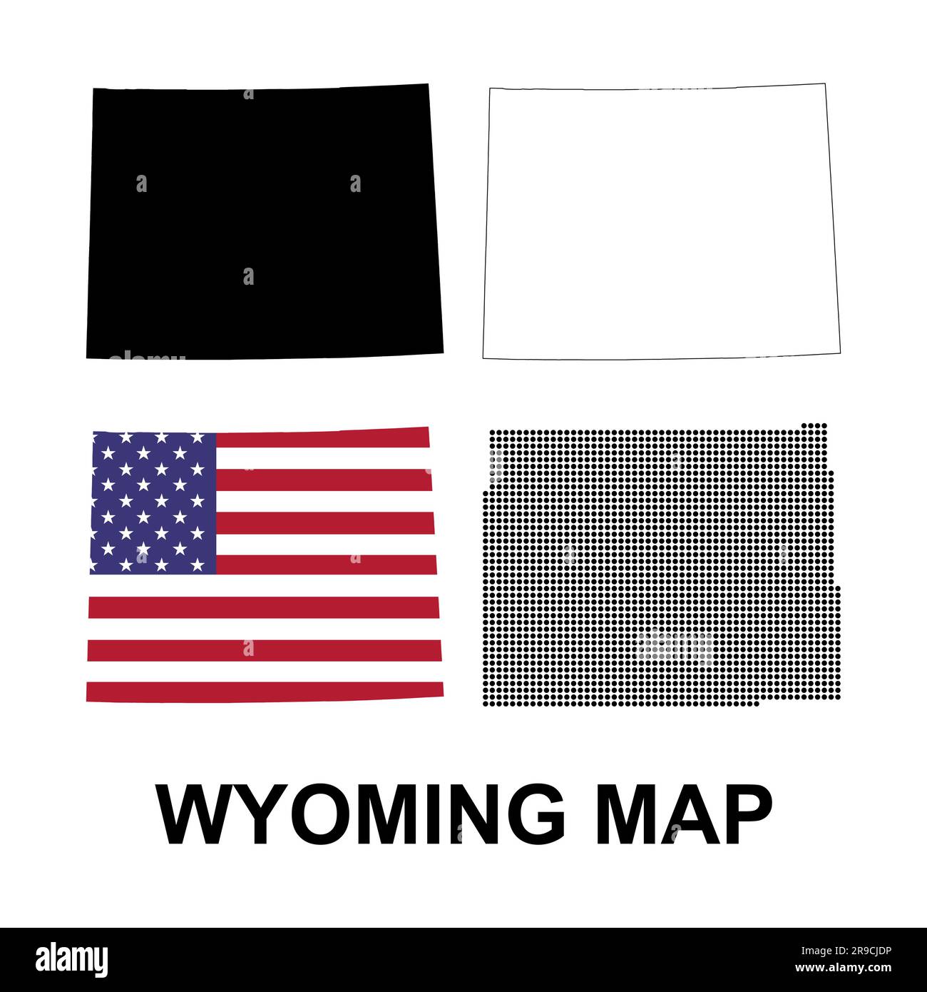 Set of Wyoming map shape, united states of america. Flat concept icon ...