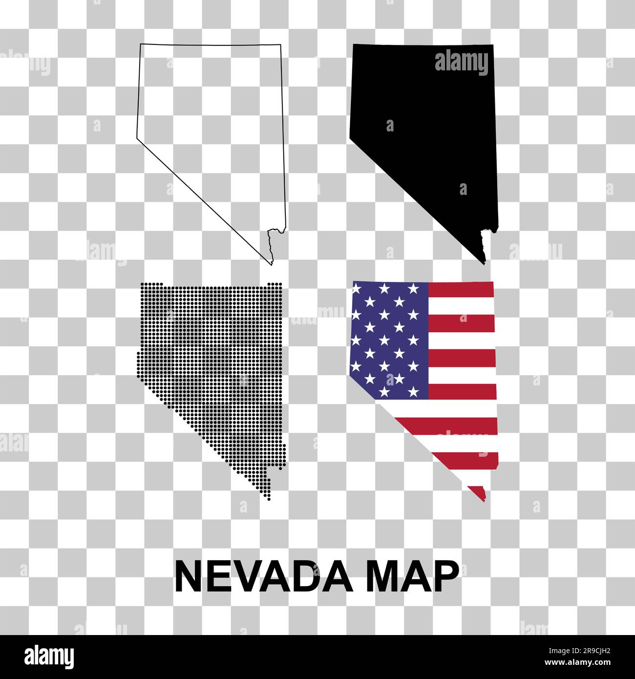 Set of Nevada map shape, united states of america. Flat concept icon ...