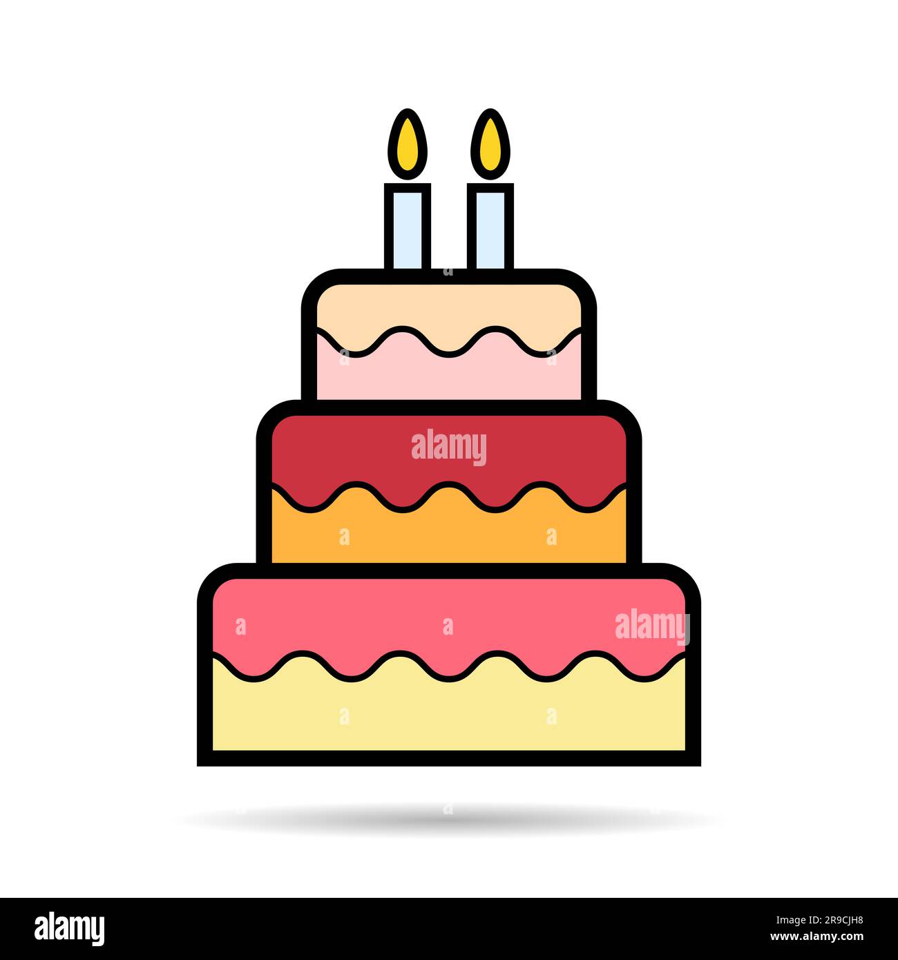 Sweet cake icon shadow, bakery dessert food symbol, happy birthday day ...