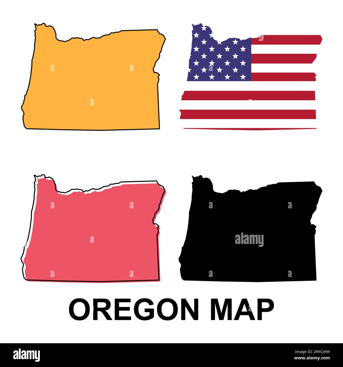 Set of Oregon map, united states of america. Flat concept symbol vector ...