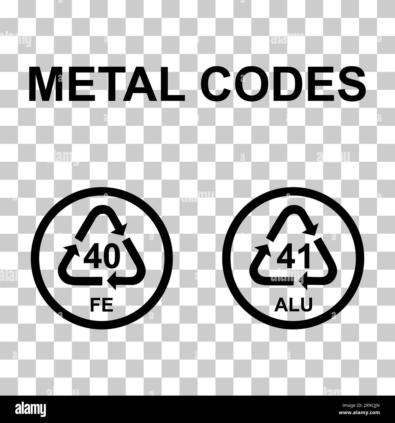 Set of Metals symbol, ecology recycling sign isolated on white ...