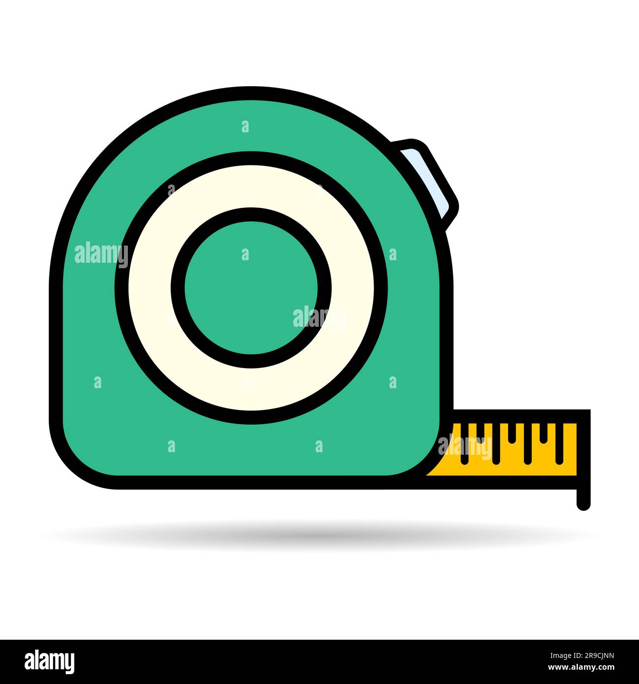 Measurement tape icon shadow, measure tool concept design symbol ...