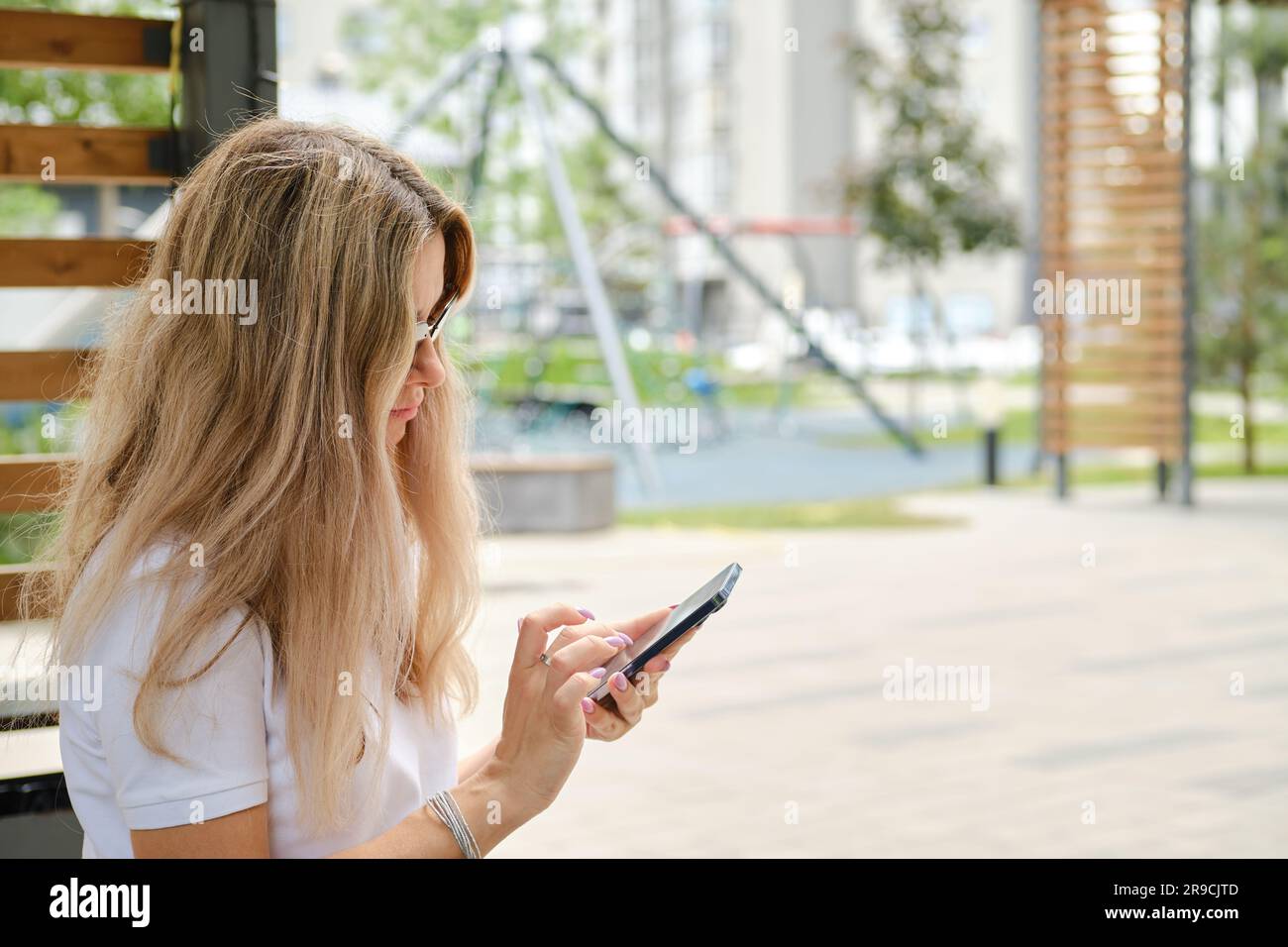 Woman scroll typing in hi-res stock photography and images - Alamy