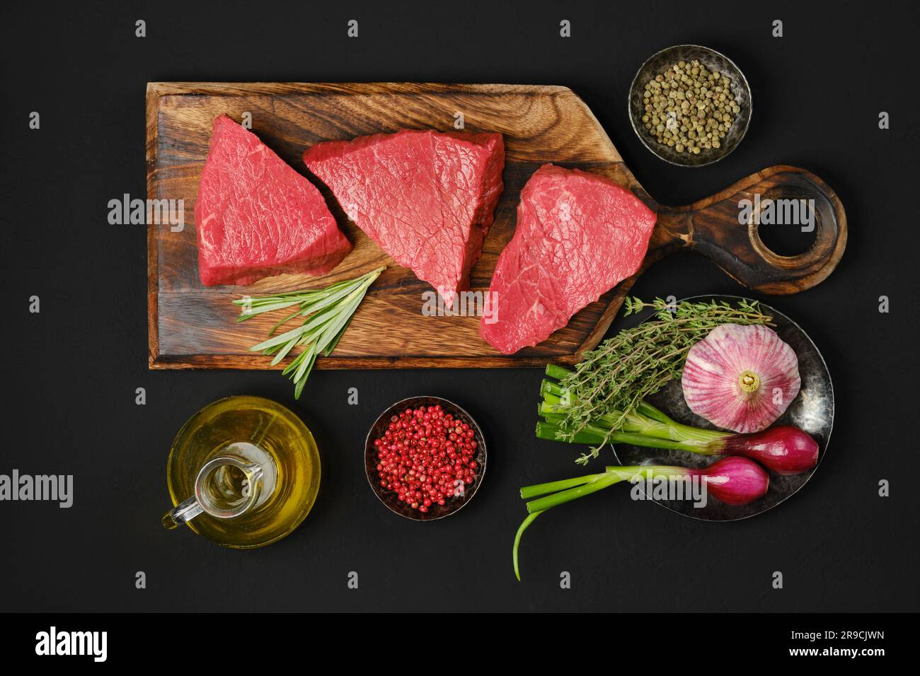 Top view of raw strip steak boneless Stock Photo - Alamy