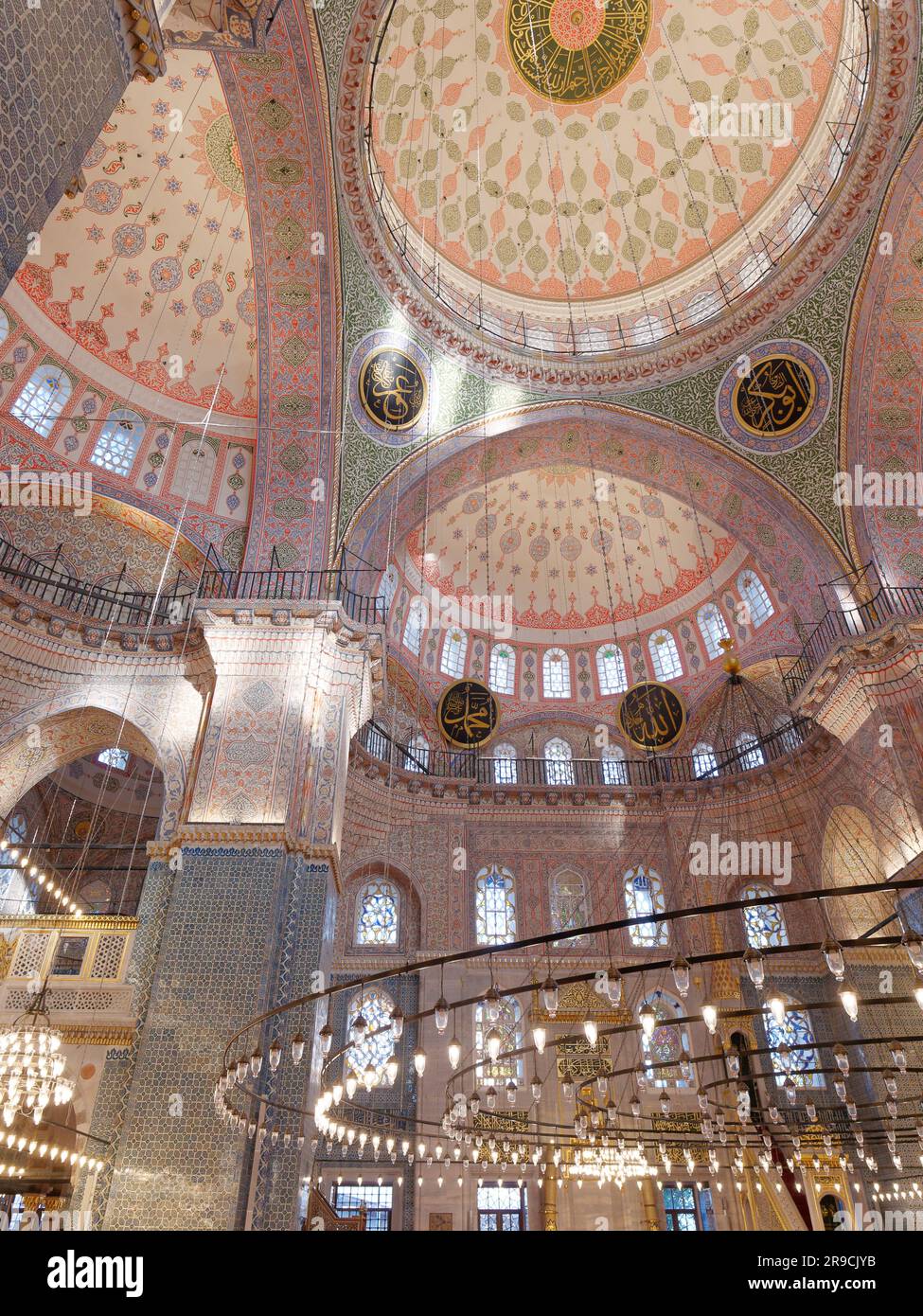 Column and ceiling detail inside the Sultan Ahmed Mosque aka Blue ...