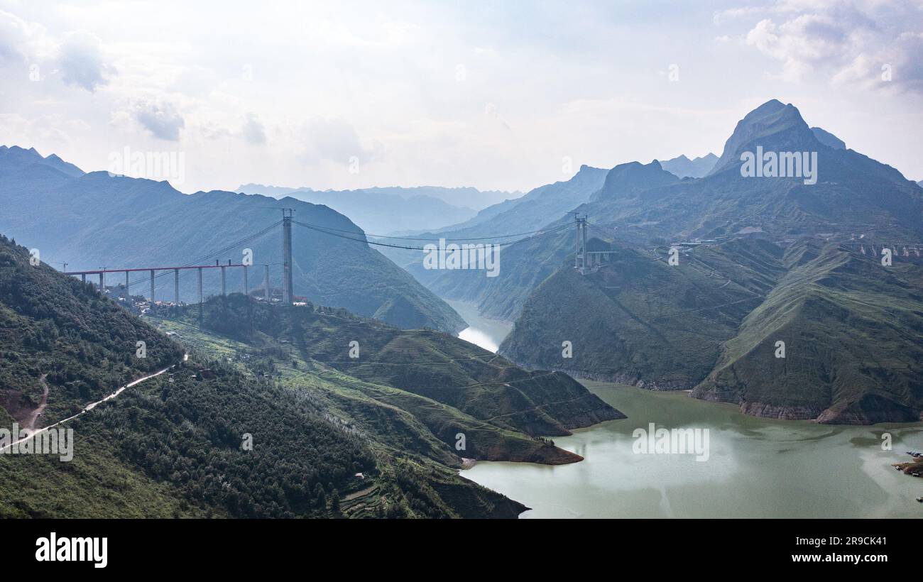 Qinglong. 25th June, 2023. This aerial photo taken on June 25, 2023 ...