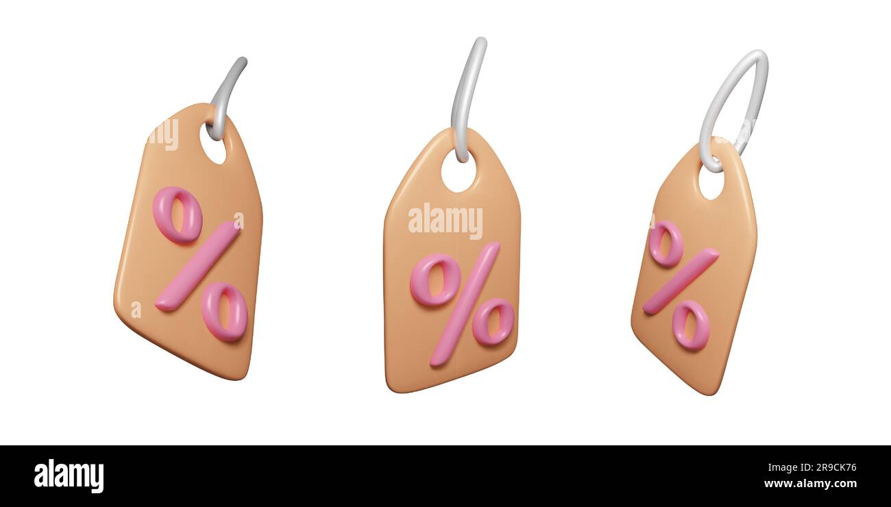 Price Tags with percentage icon. Sale labels set in 3D realistic style ...