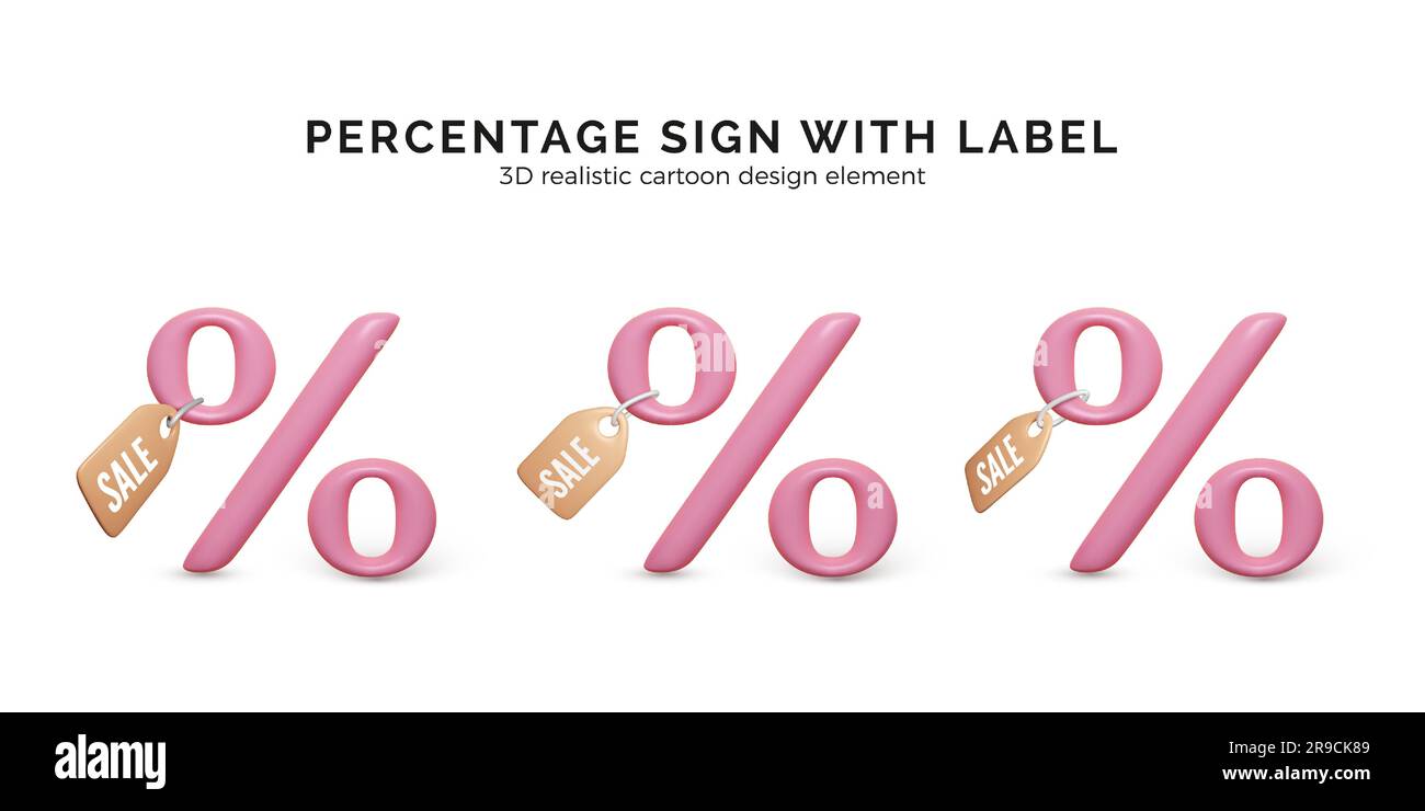 Discount offer. 3D pink percentage with price tag. Set of discount ... Discount offer. 3D pink percentage with price tag. Set of discount ...