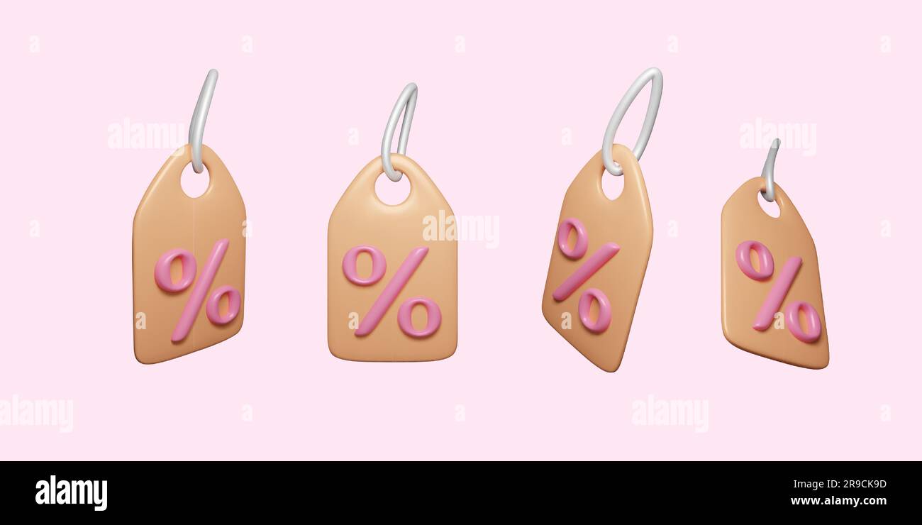 3D price tag set. Shopping and sale promotion. Discount label in ...