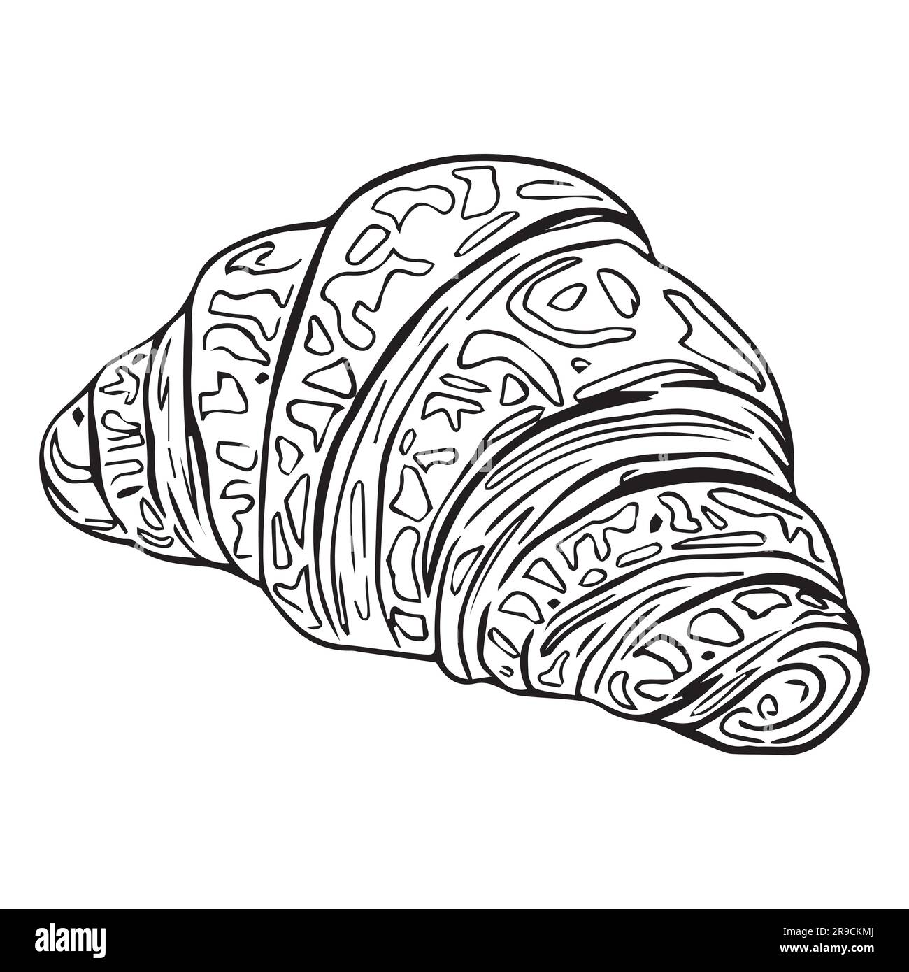 croissant hand-drawn drawing engraving in retro style, vector ...