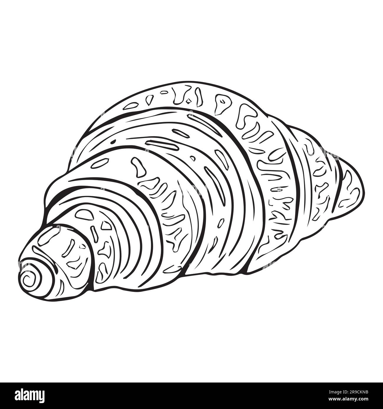 croissant hand-drawn drawing engraving in retro style, vector ...