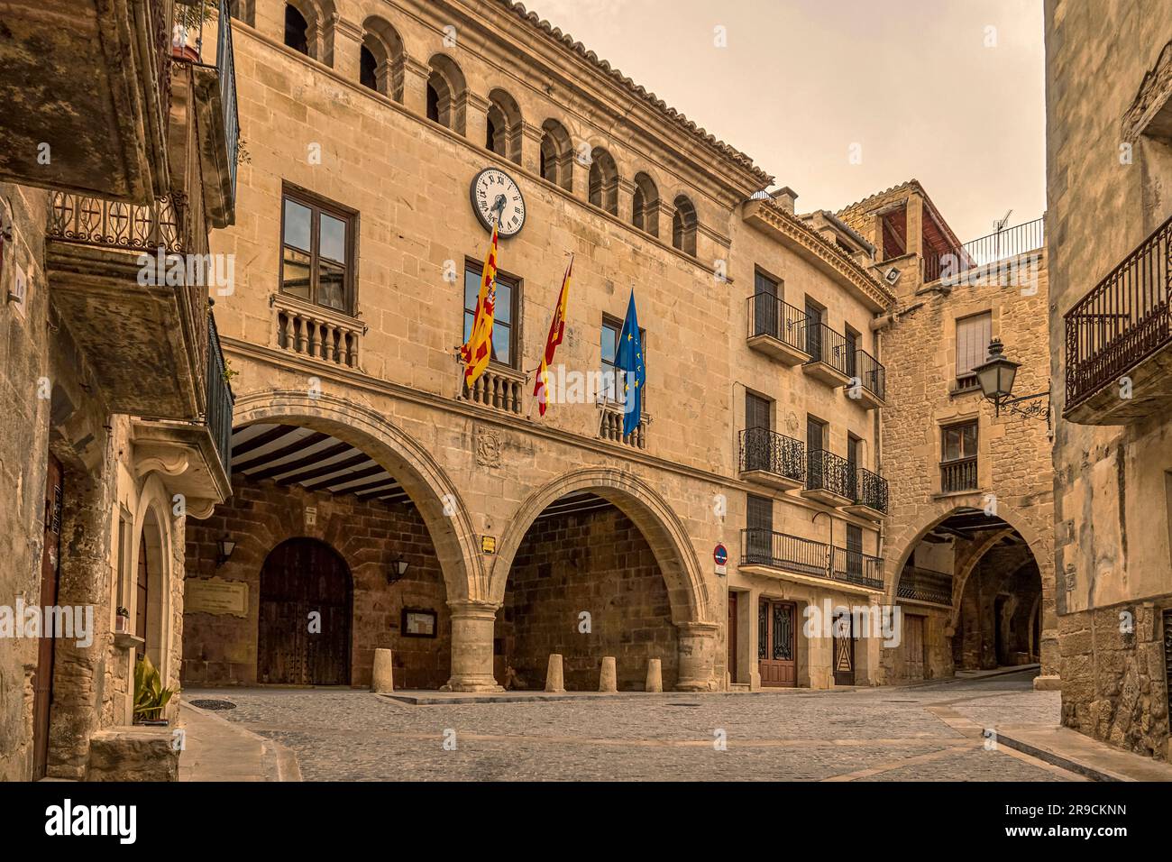 Calaceite village.Town Hall and historic center located in Teruel ...