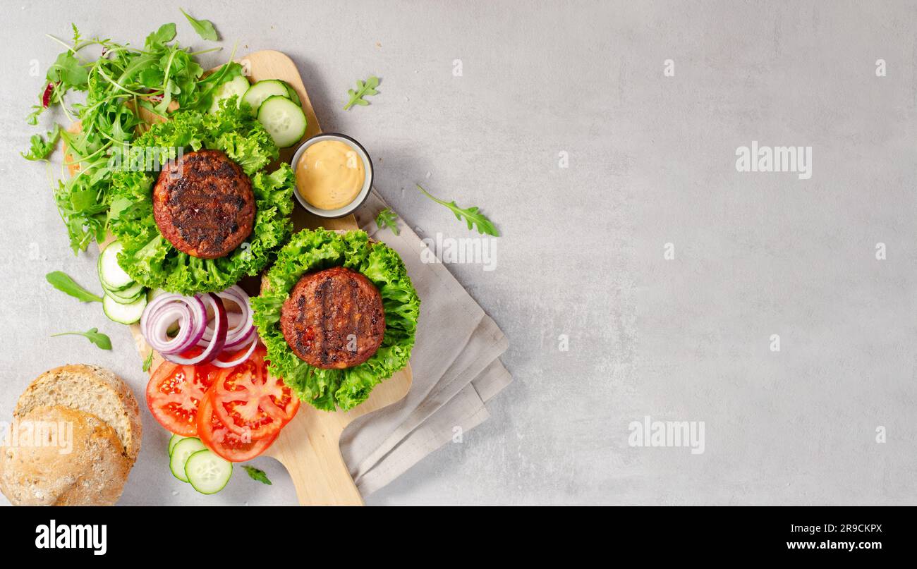Freshly Grilled Burger Patties, Plant Based Meatless Burgers with Fresh ...