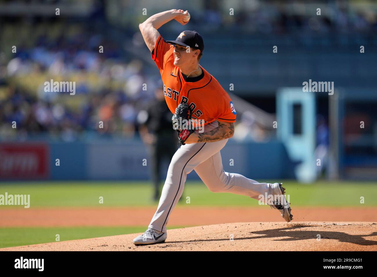 Houston Astros starting pitcher Hunter Brown (58) throws during a ...