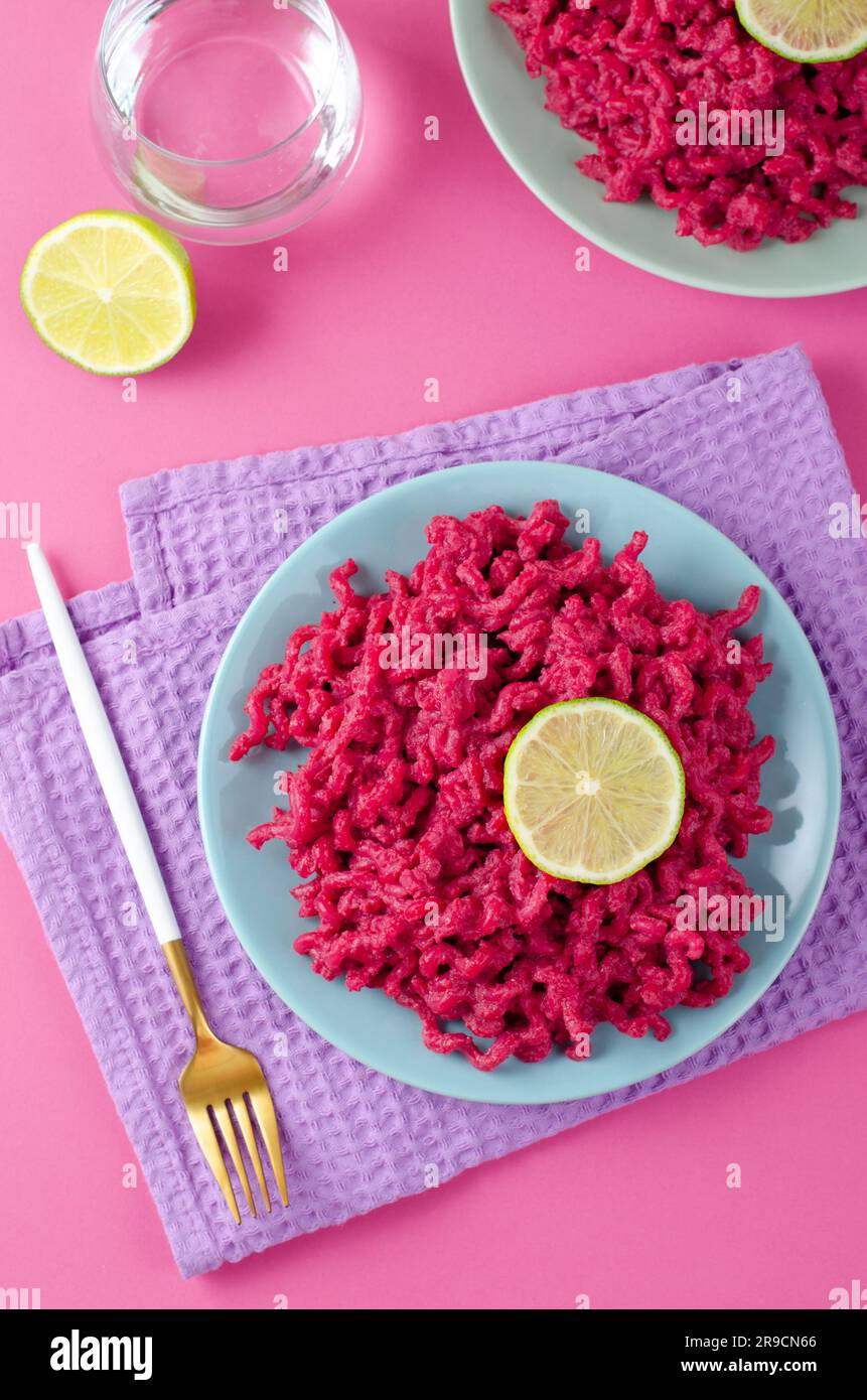 Beetroot Pasta, Barbie Themed Pasta, Trendy Recipe on Bright Pink ...