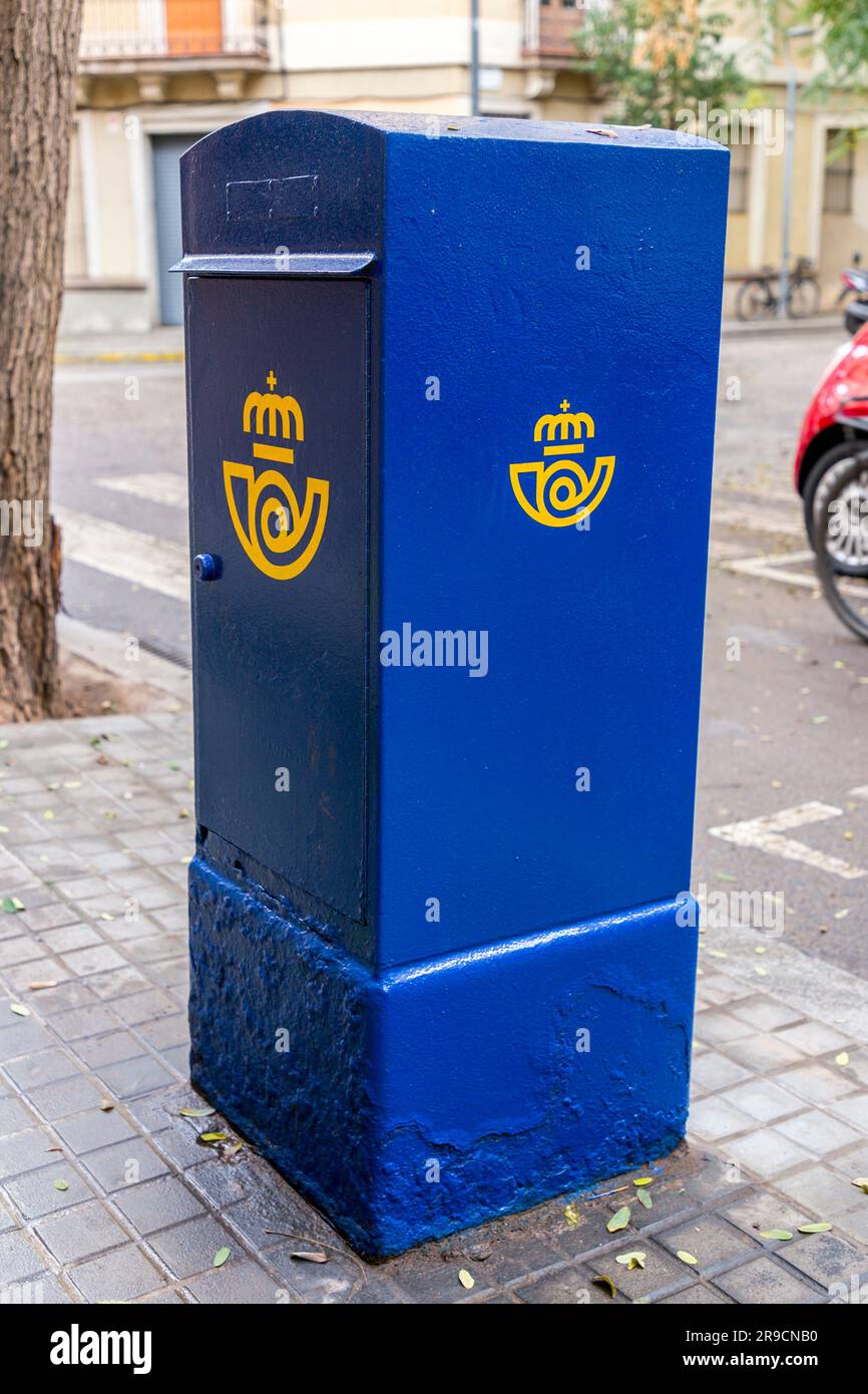 Barcelona, Spain - FEB 13, 2022: Mailbox of Correos, the Spanish ...
