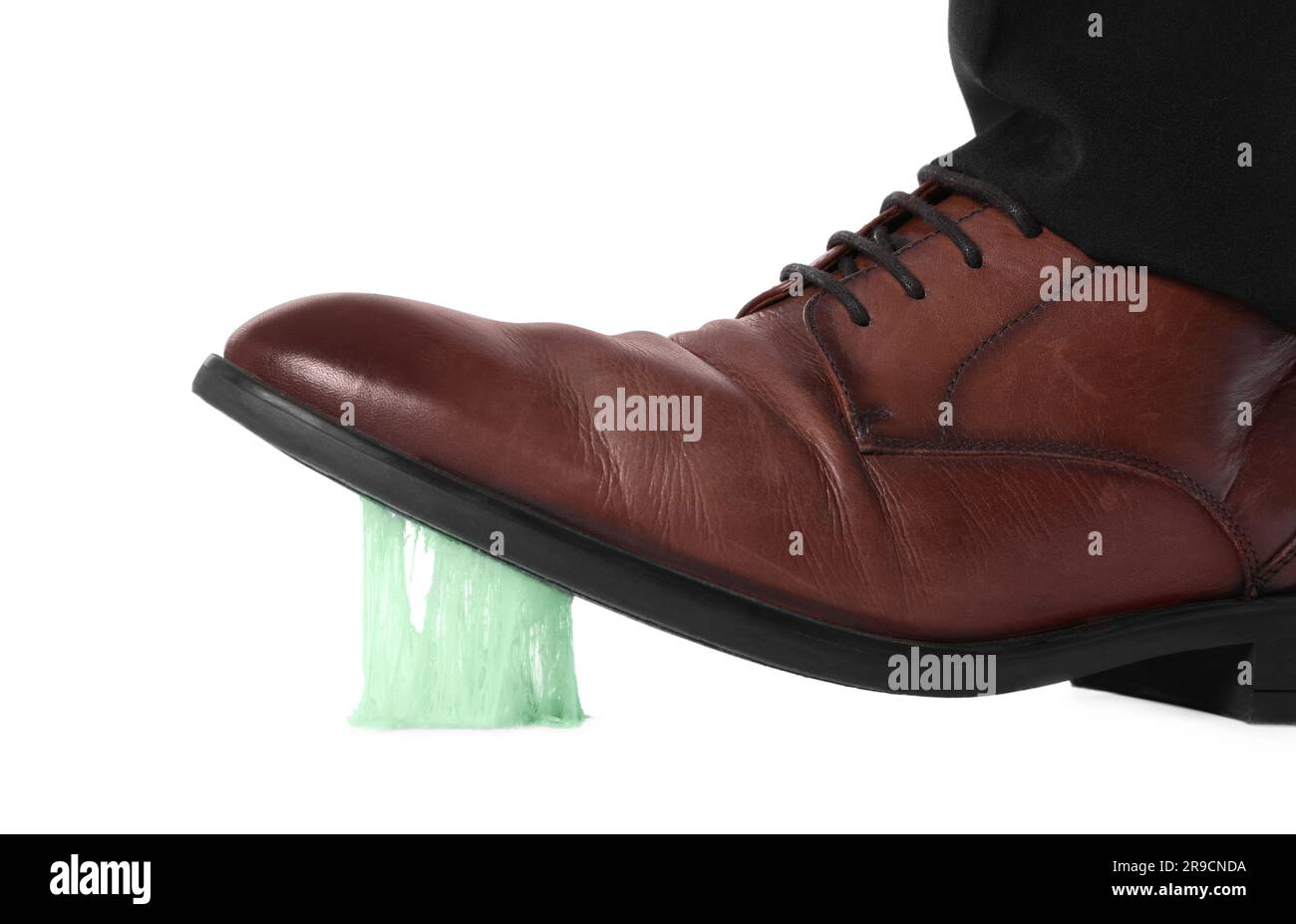 Man stepping into chewing gum on white background, closeup Stock Photo ...