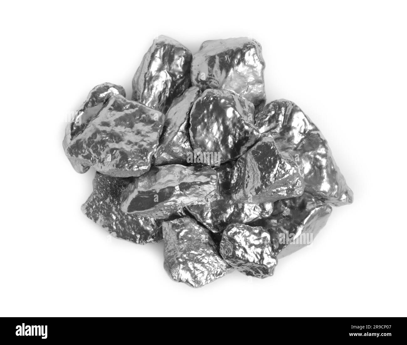 Pile of silver nuggets isolated on white, top view Stock Photo - Alamy