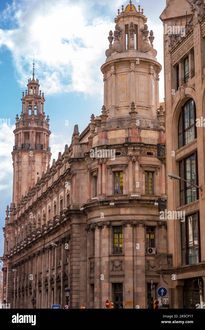 Barcelona, Spain - FEB 13, 2022: The Correos Building, Correus i ...