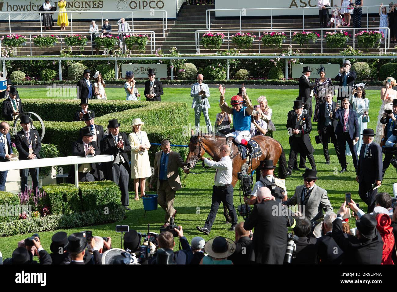Ascot, Berkshire, UK. 21st June, 2023. Jockey Frankie Dettori winner of ...