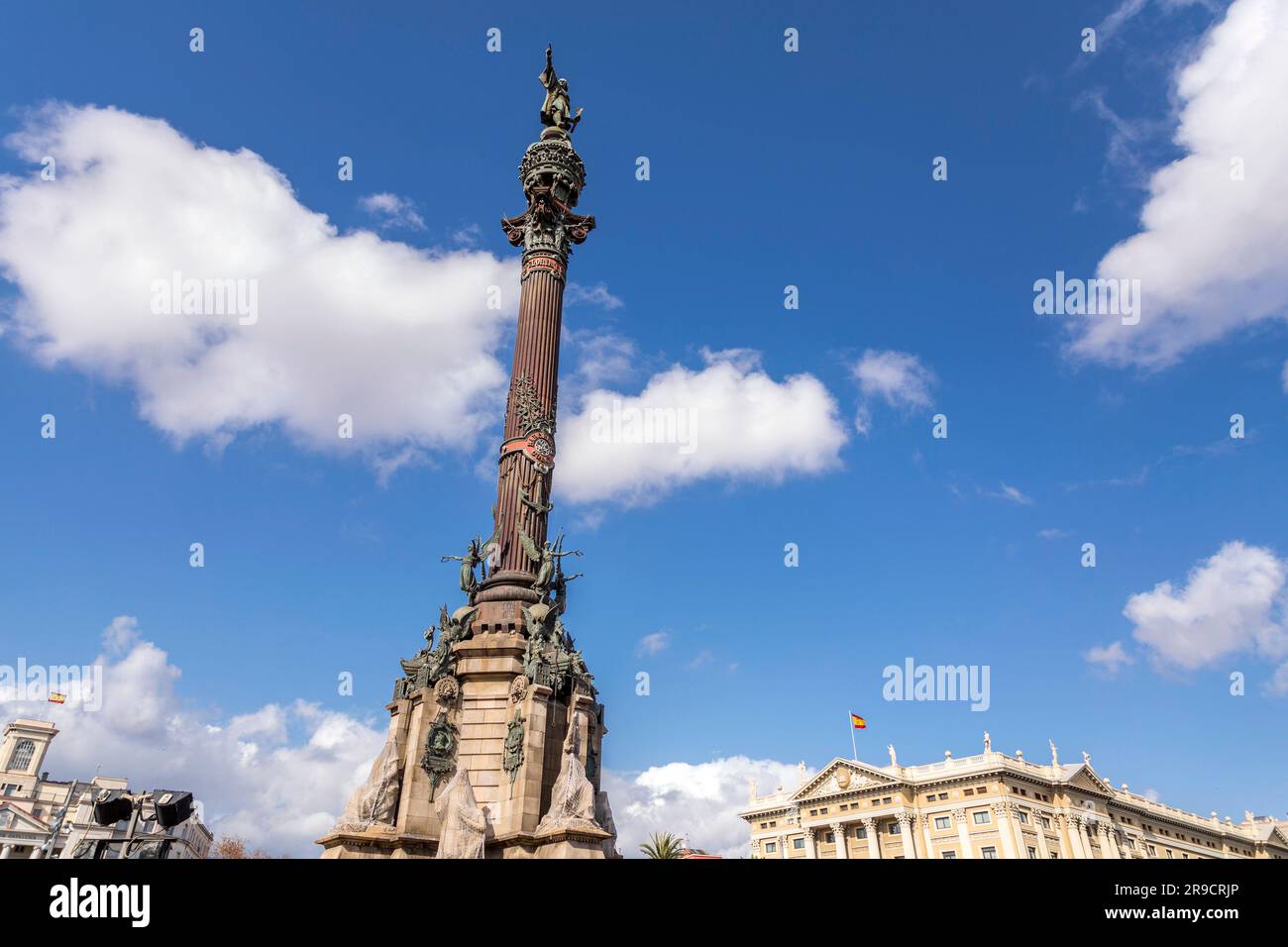 Barcelona, Spain - FEB 13, 2022: The Columbus Monument, Monument a ...