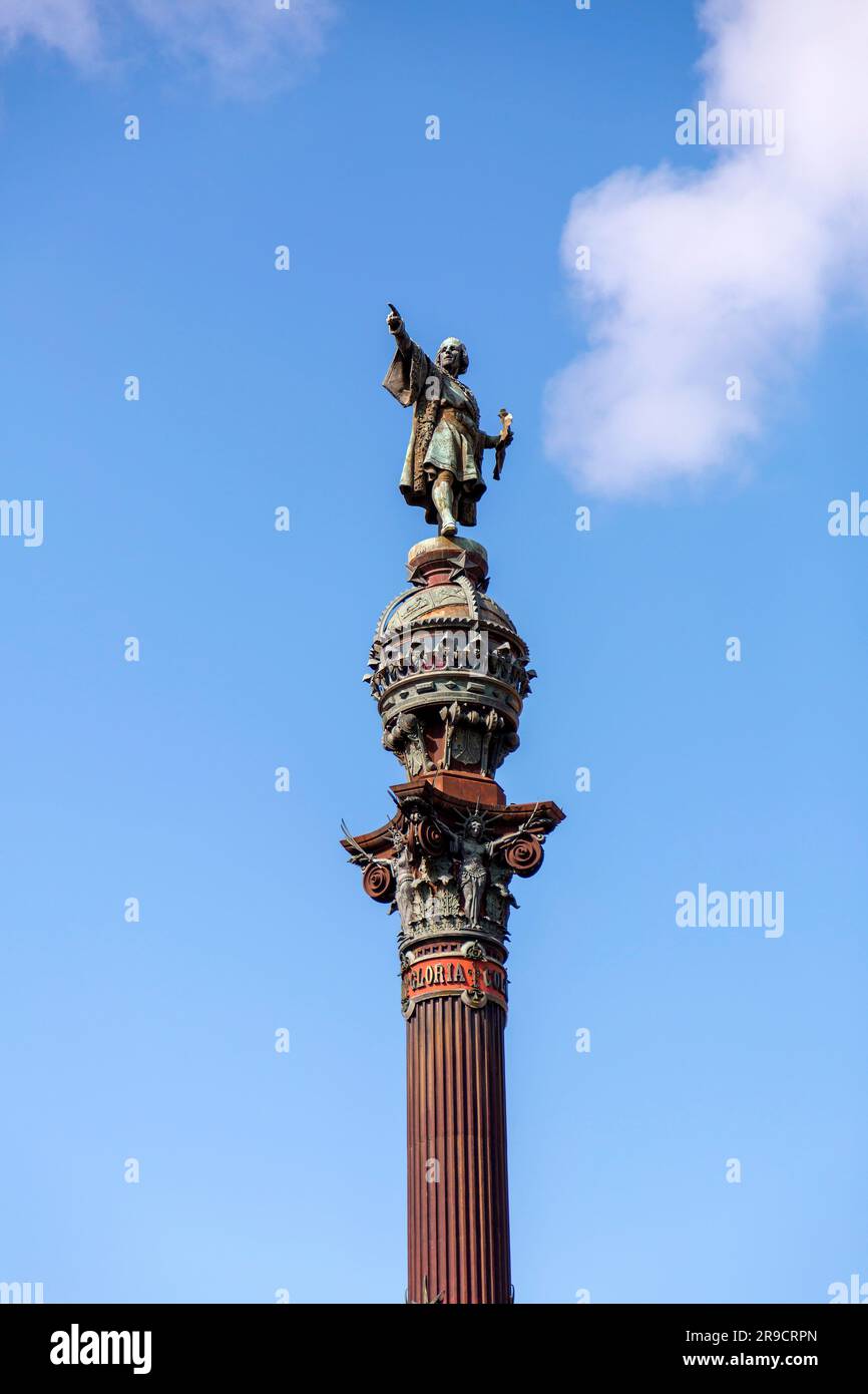 Barcelona, Spain - FEB 13, 2022: The Columbus Monument, Monument a ...