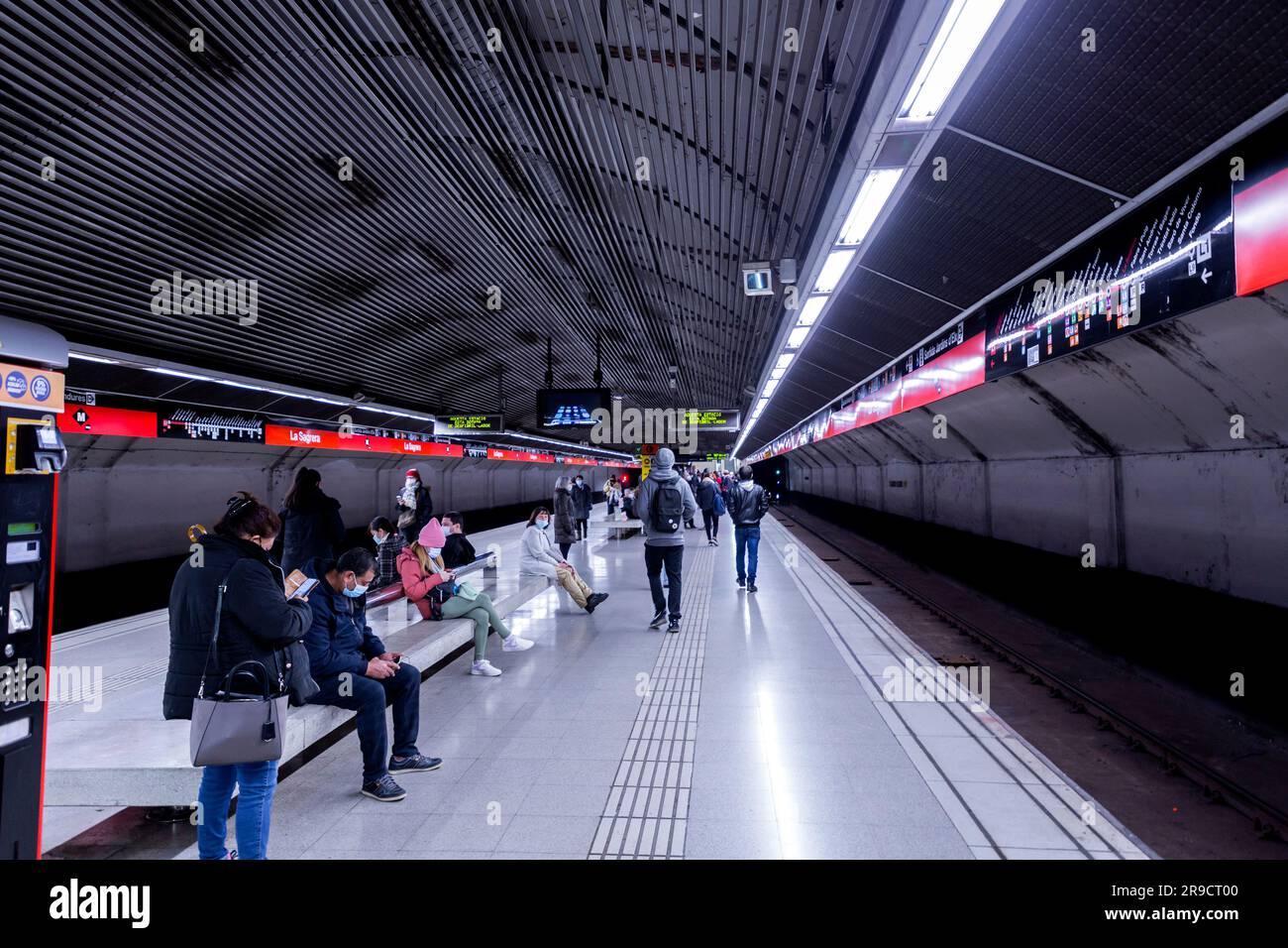 Barcelona, Spain - FEB 13, 2022: : Inside of La Sagrera station of ...